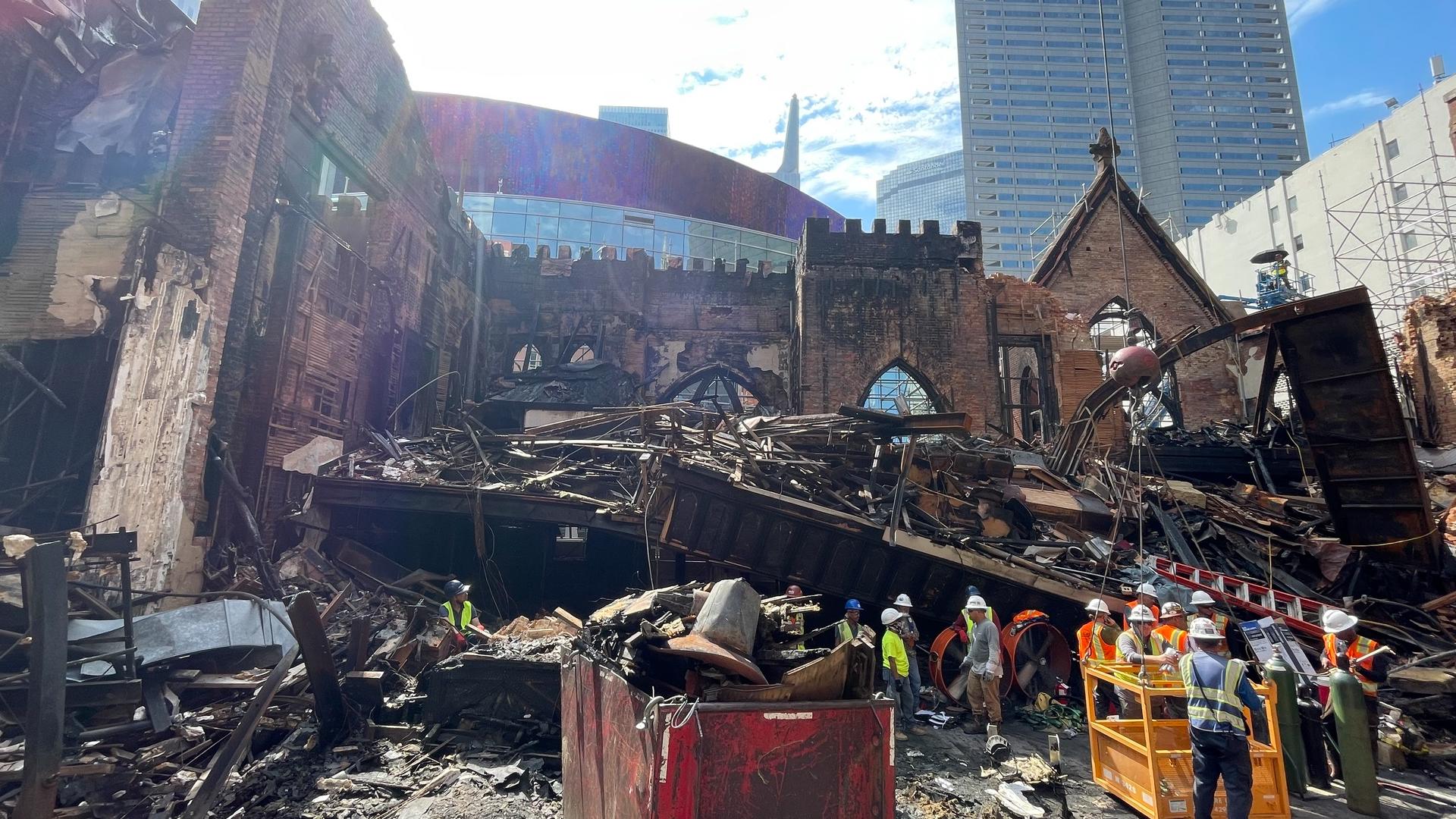 Crews clearing First Baptist Dallas sanctuary after fire | wfaa.com