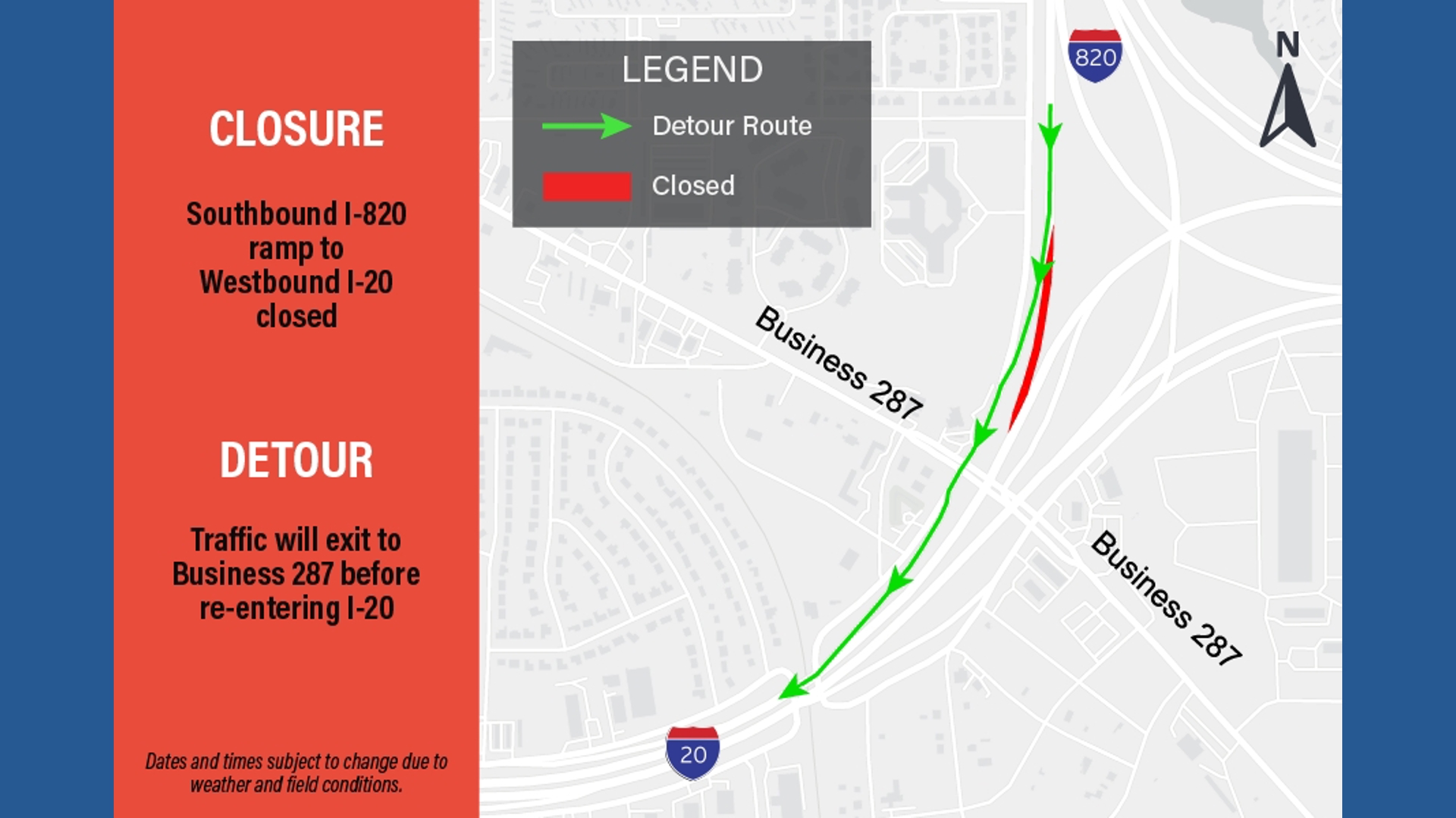 Major lane reductions and ramp shutdowns at Loop 820/I-20 in Fort Worth ...