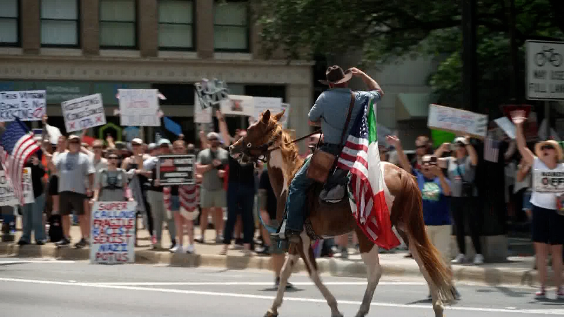 Fort Worth 'No Kings' protest: Man riding horse during rally | wfaa.com