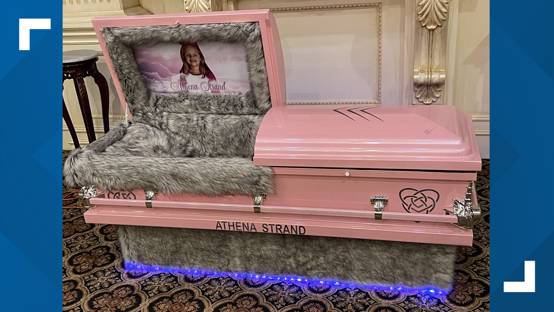 Athena Strand's funeral service included a custom pink casket | wfaa.com