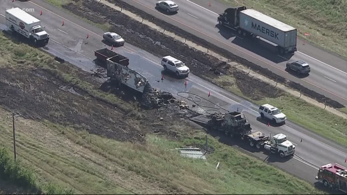 Crews reopen all lanes on I-35W in Flower Mound after 18-wheeler fire ...