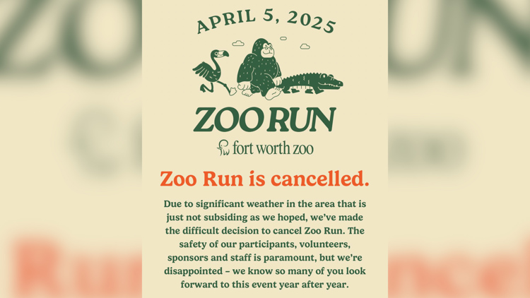 Fort Worth Zoo Run 2025 canceled due to inclement weather | wfaa.com