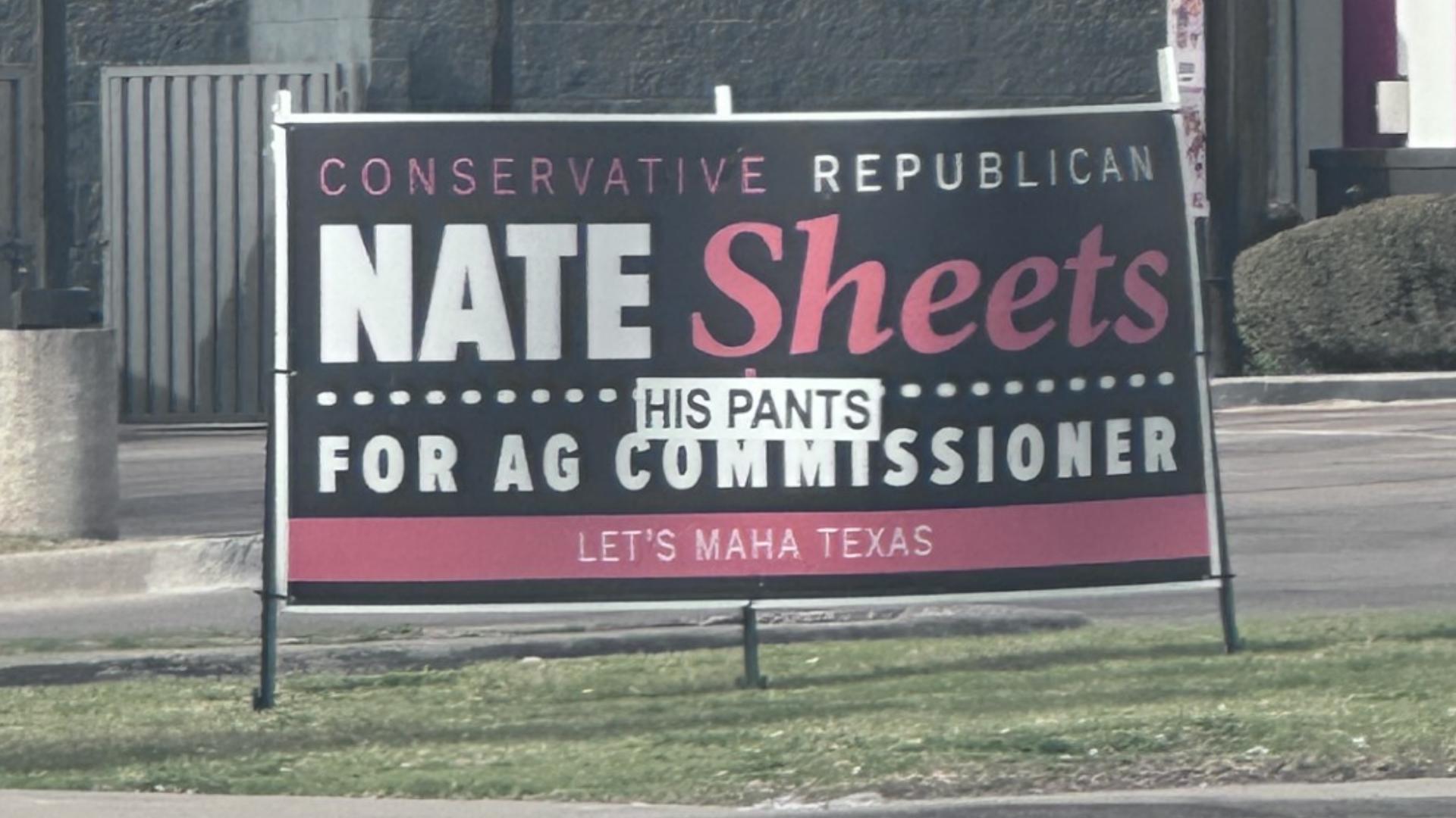 GOP Texas AG commissioner candidate responds to vandalized sign in ...