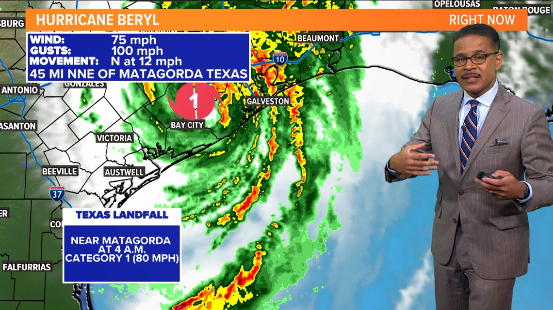 Hurricane Beryl in Texas: 7:30 a.m. update, path, forecast, impacts ...
