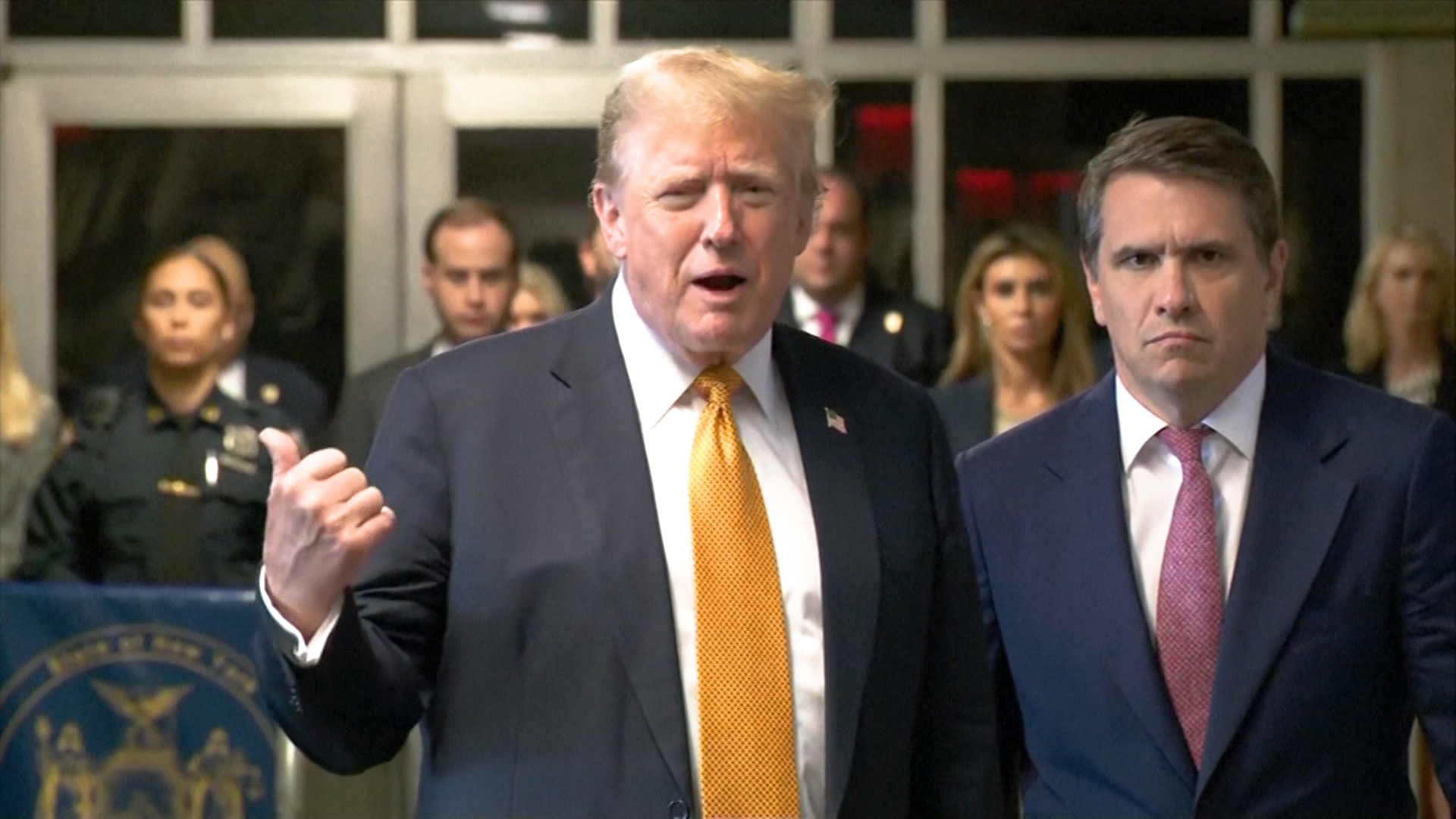 Donald Trump speaks to media in hallway of New York courthouse | wfaa.com