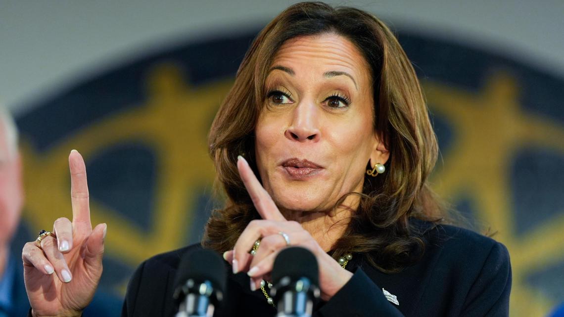 Harris speaks at UAW Local 900 in Wayne, Michigan (August 8, 2024) | wfaa.com