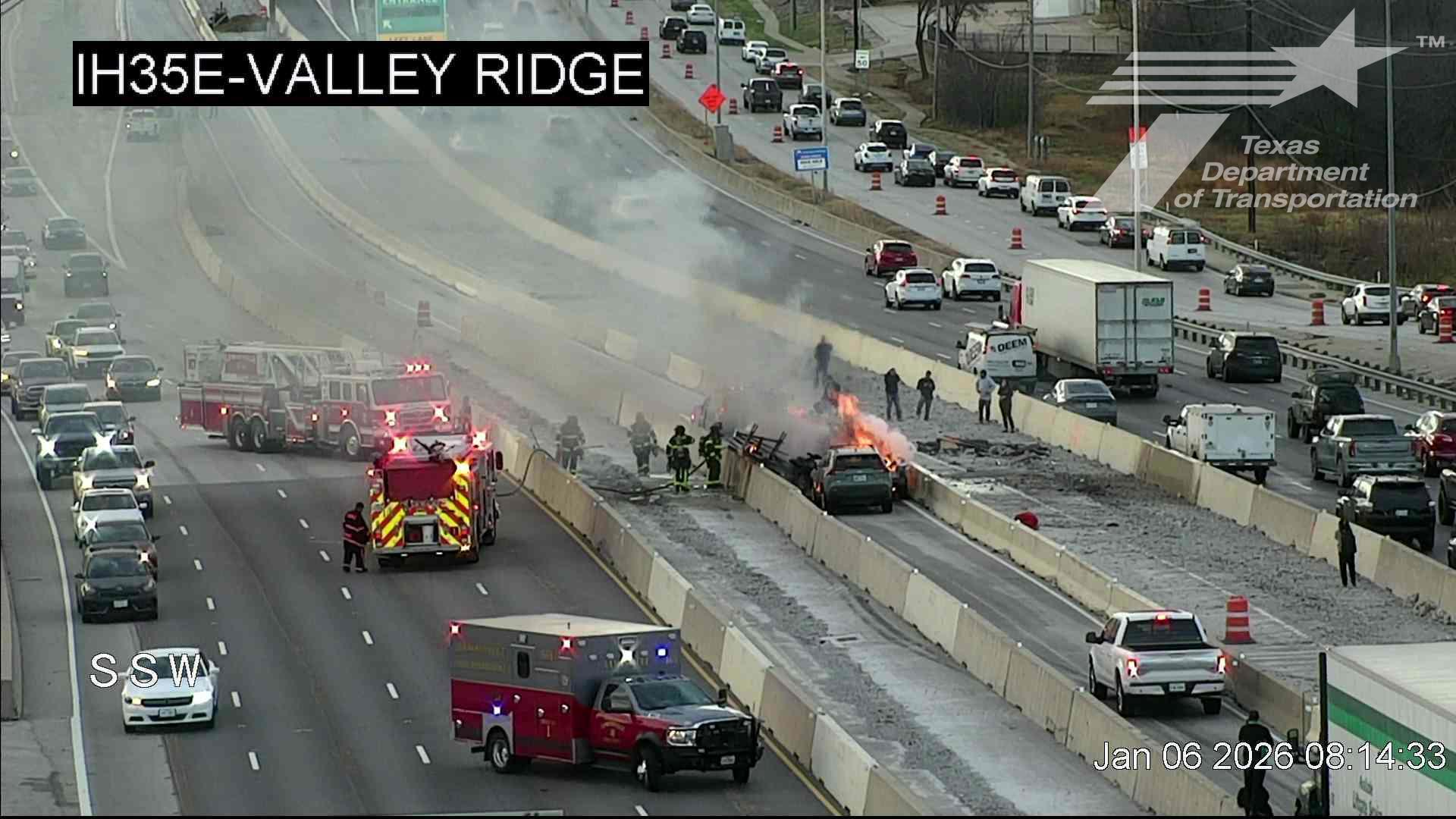 I-35E crash and fire shuts down northbound lanes, causing major delays ...