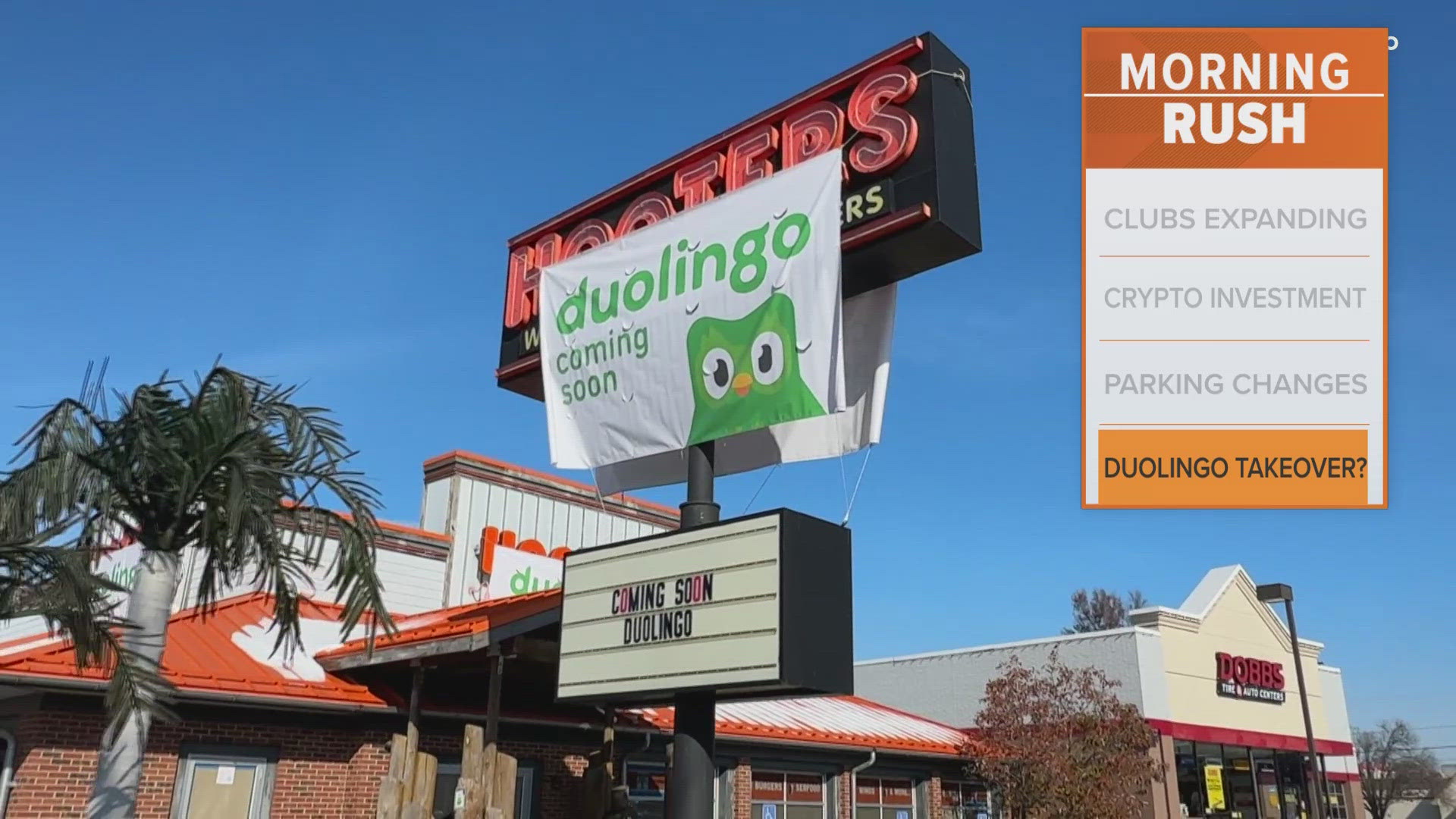 Duolingo signs go up at closed Hooters locations | wfaa.com