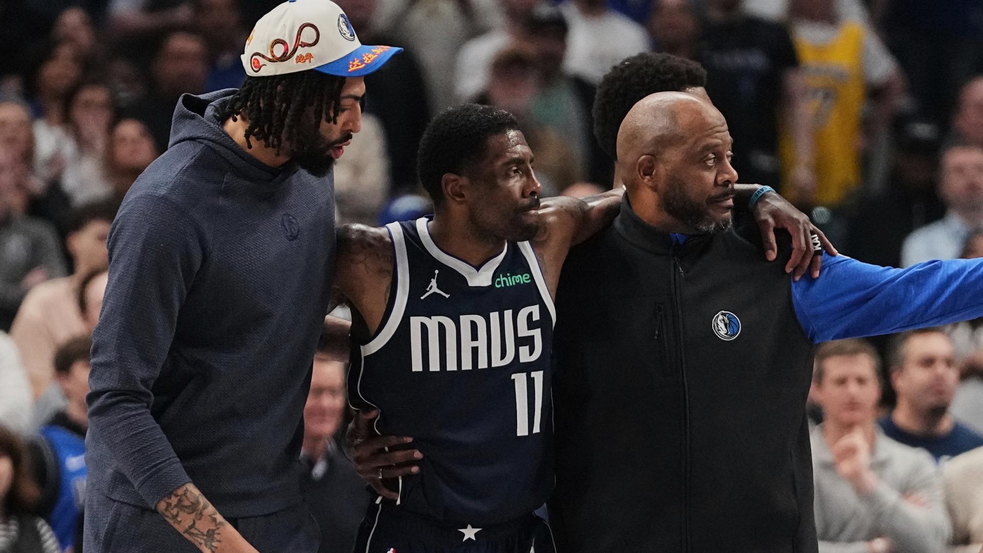 Kyrie Irving suffers leg injury in Mavs vs. Kings game | wfaa.com