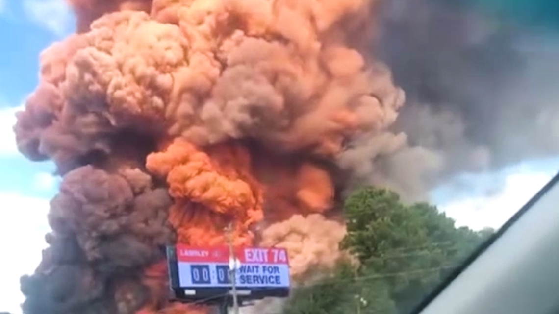 Driver captures video of chemical plant fire in Georgia | wfaa.com