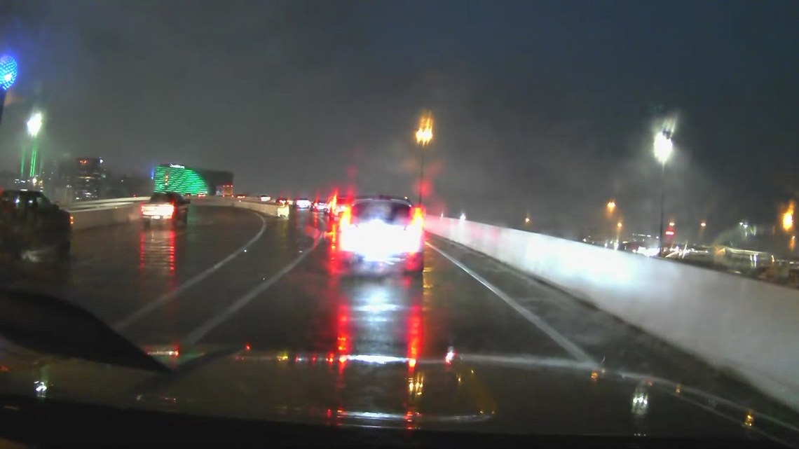 Texas storms: Heavy rain causes delays on 1-30 downtown Dallas | wfaa.com