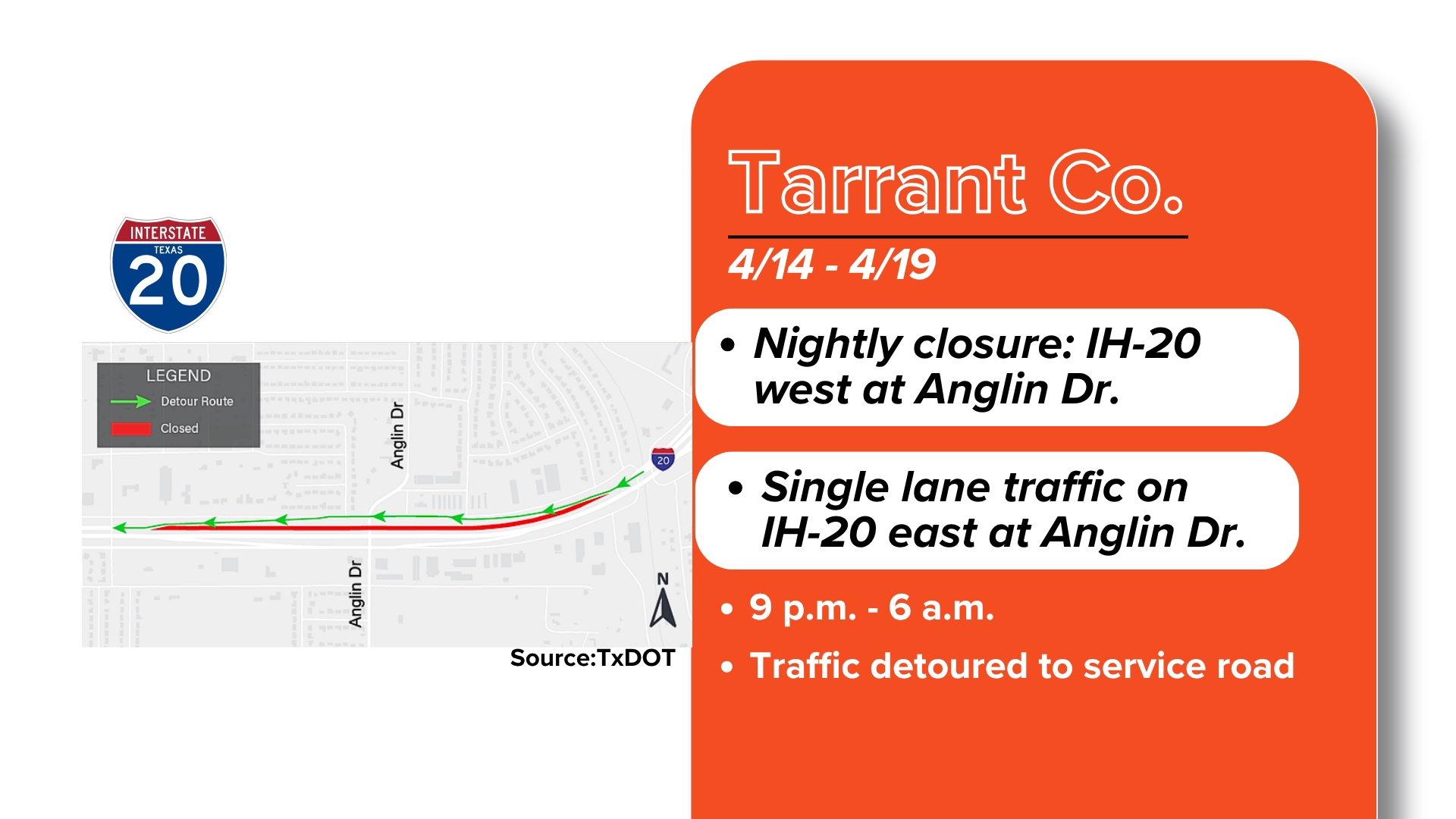 Driving I-20 overnight? Major closures in southeast Tarrant County ...