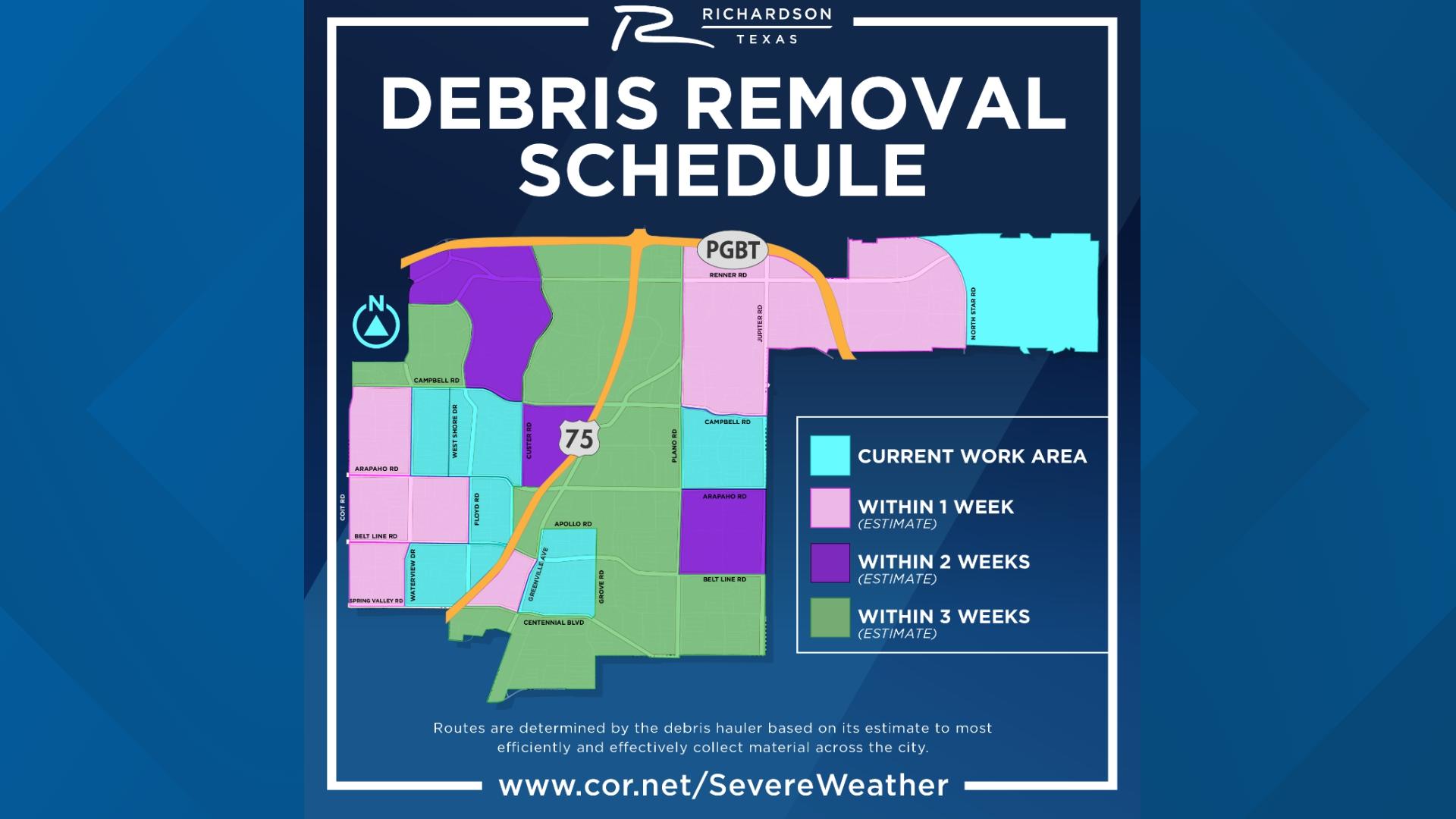 City of Richardson releases a map showing storm debris pick up | wfaa.com