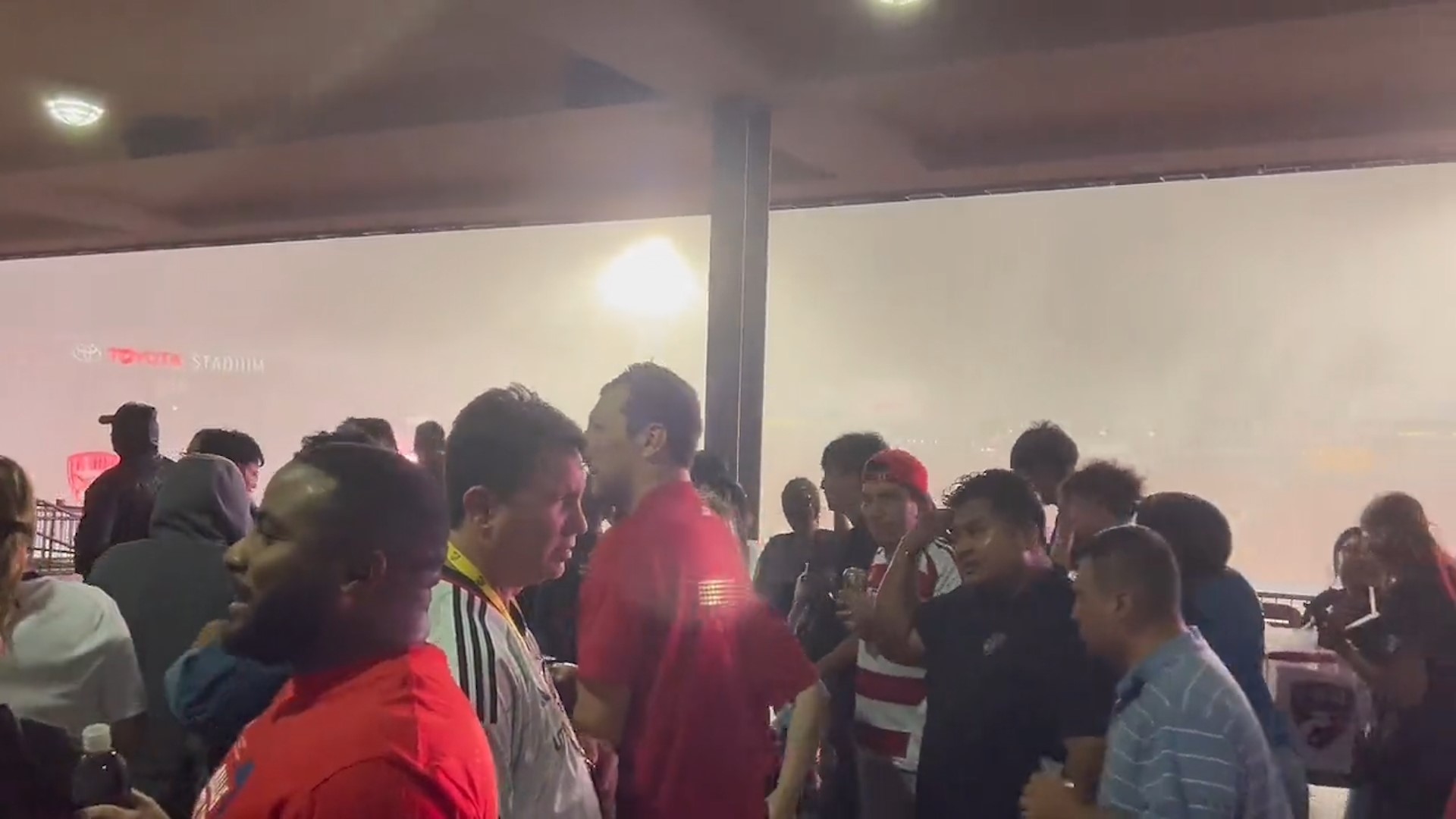 Rain and wind come down at Toyota Stadium in Frisco on Wednesday night ...