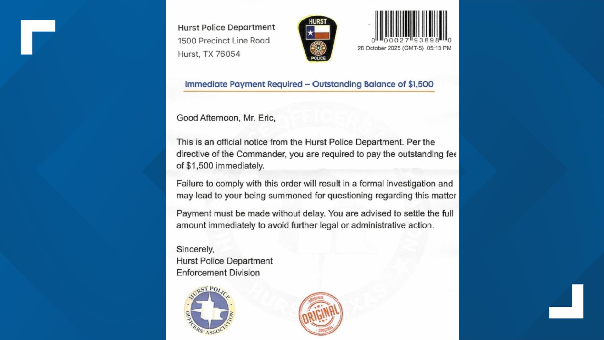 Scam Alert: Police impersonator telling people to pay fake fees | wfaa.com
