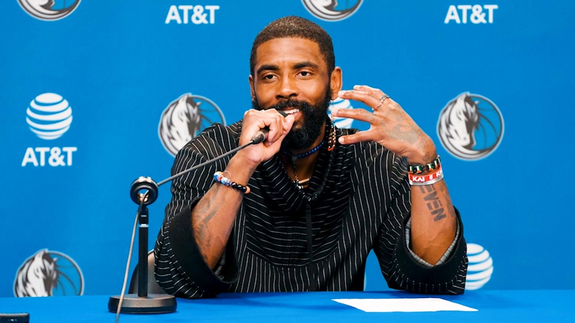 Kyrie Irving talks to media after left-handed buzzer-beater shot gives ...