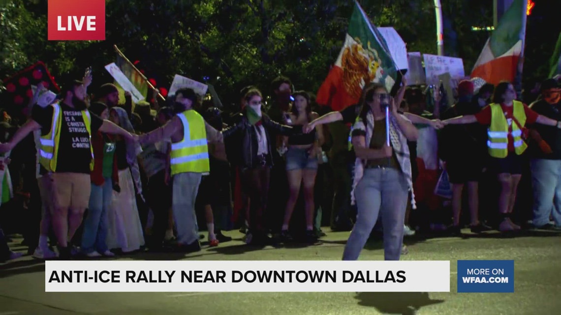 Anti-ICE protestors march in Dallas in solidarity with LA | wfaa.com
