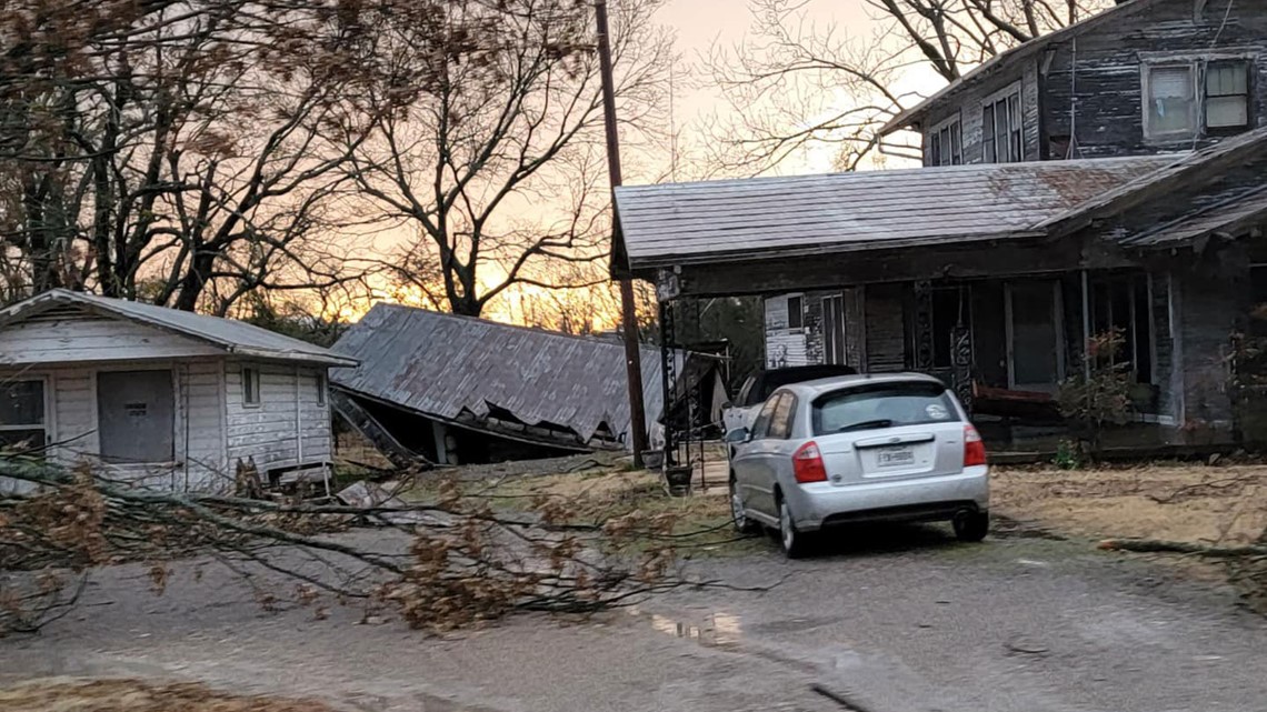 Photos of the damage caused by a possible tornado near Leonard in ...