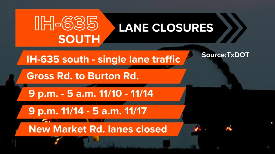 Expect major delays: Southbound IH-635 narrows for bridge work near US ...