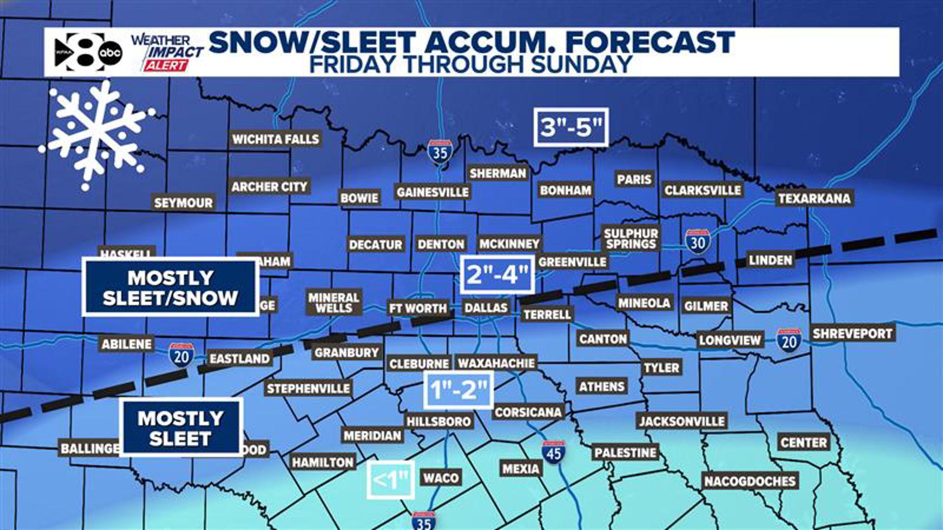 How much snow or ice will North Texas get? Who will get the most? New ...