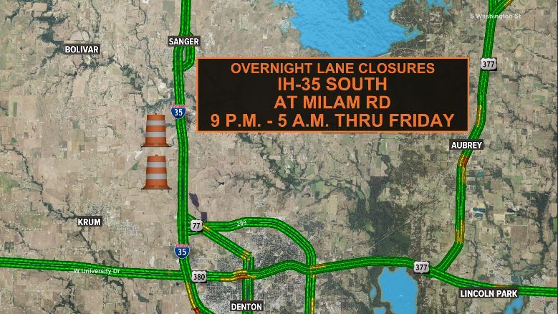 Ongoing lane closures planned along I-35 and I-35E in Denton County ...