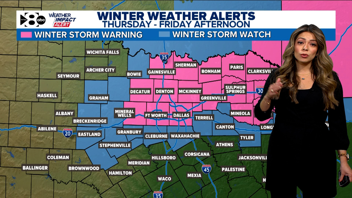 DFW Weather: Winter storm warning issued - how much snow, sleet and ...