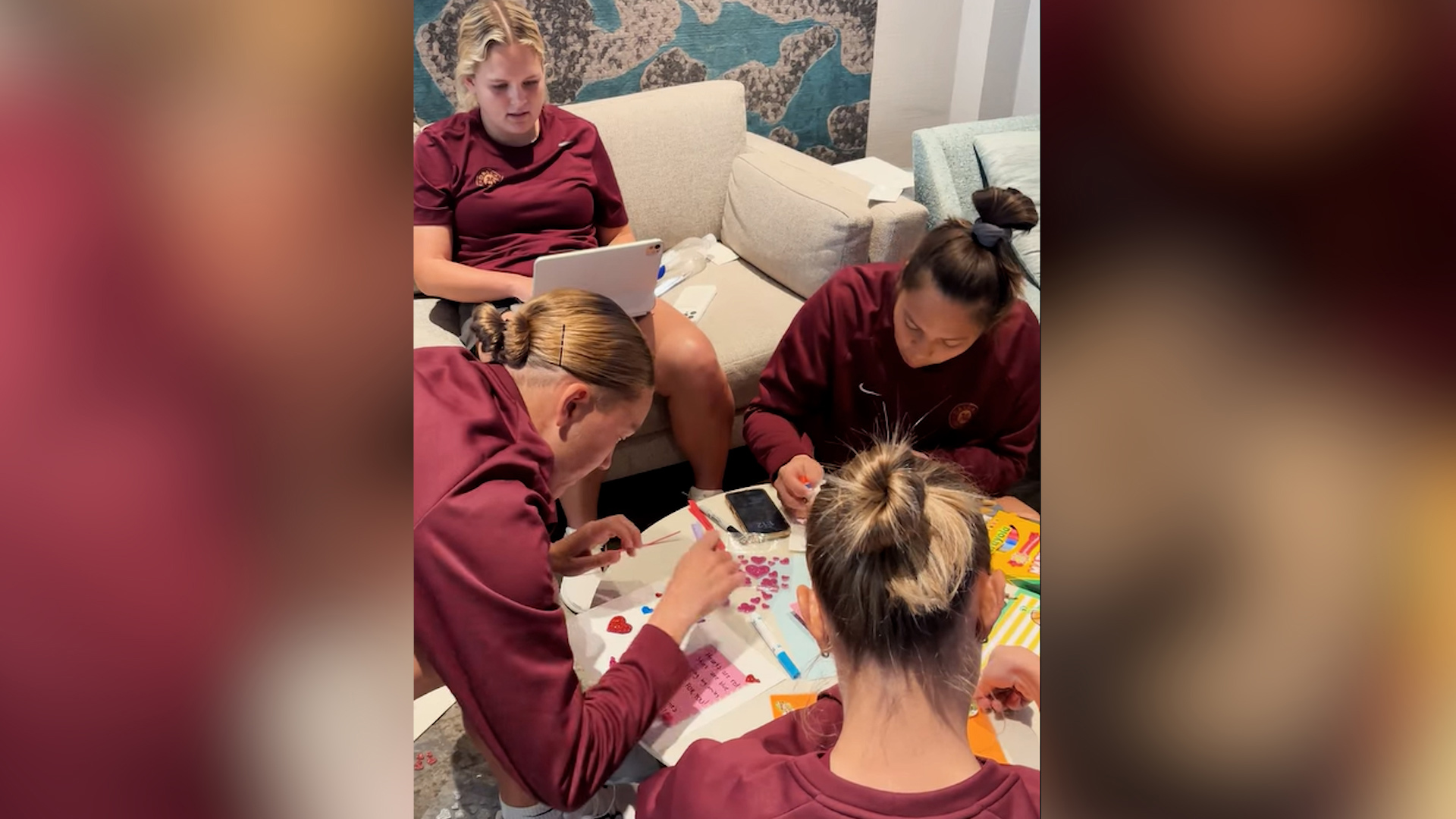 Dallas Trinity FC players craft Valentine's Day cards for patients at ...