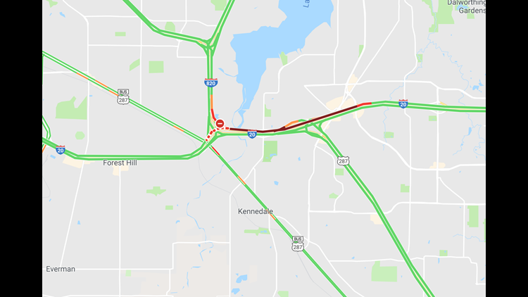 All lanes of westbound I-20 near I-820 shut down due to accident | wfaa.com
