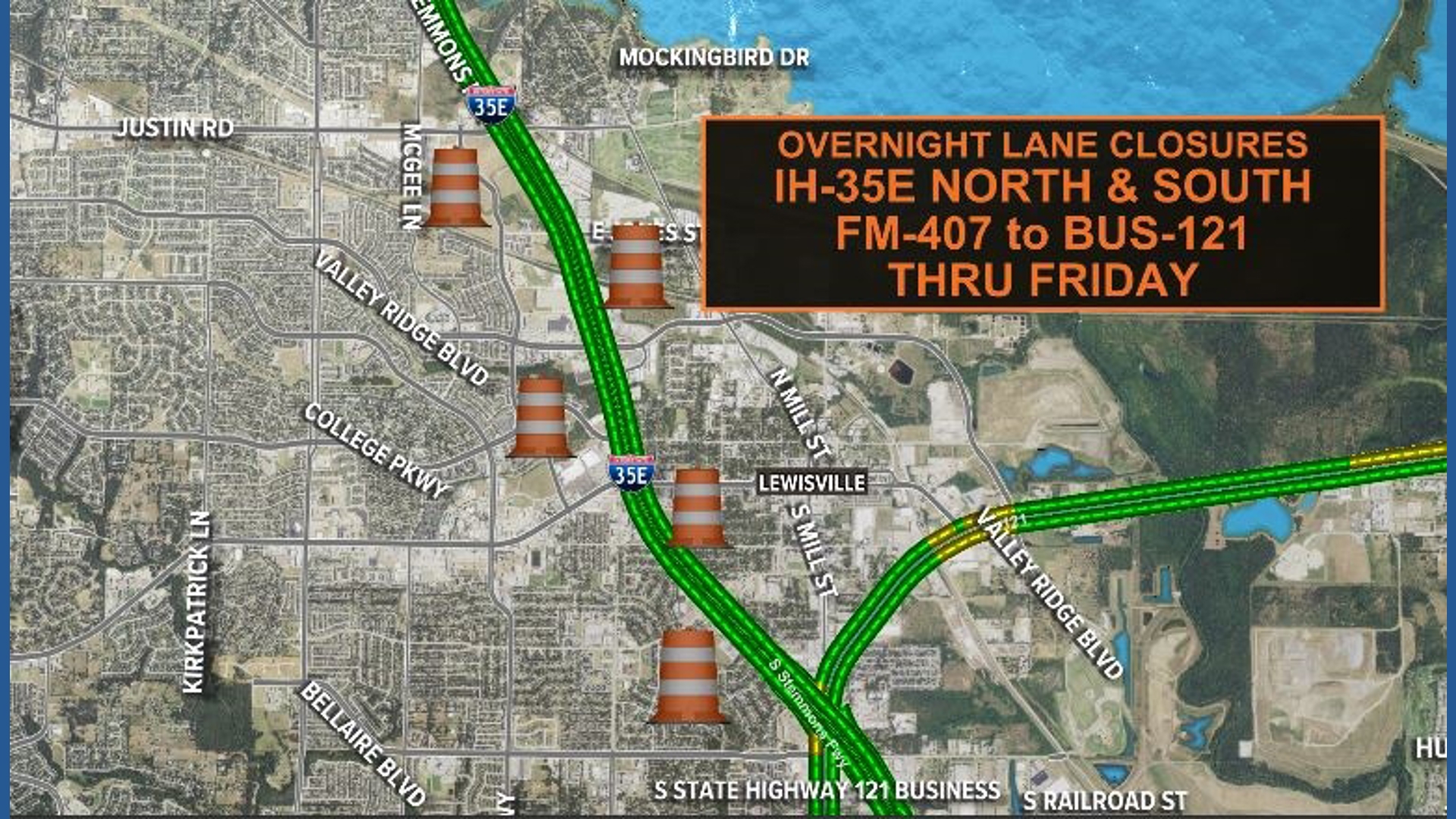 Ongoing lane closures planned along I-35 and I-35E in Denton County ...