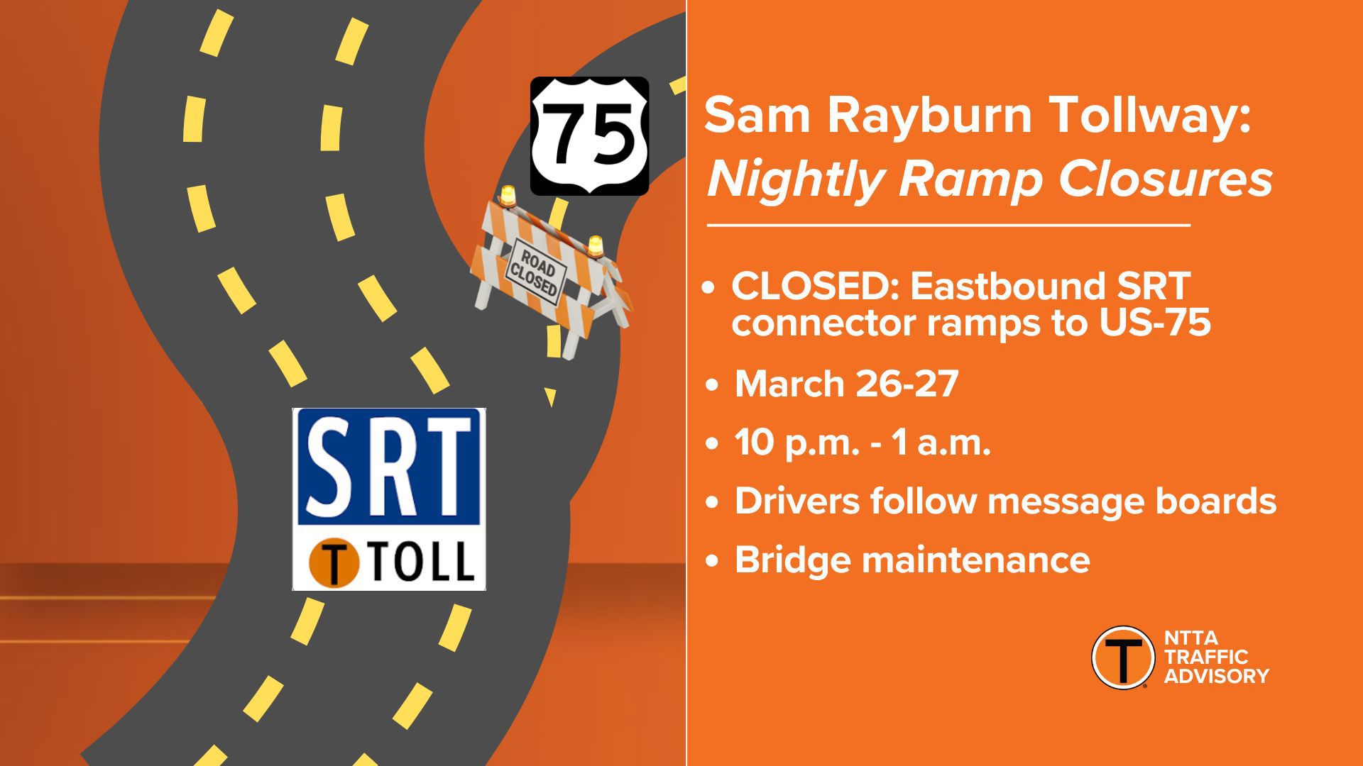 Collin County Traffic: Sam Rayburn Tollway lane closures | wfaa.com