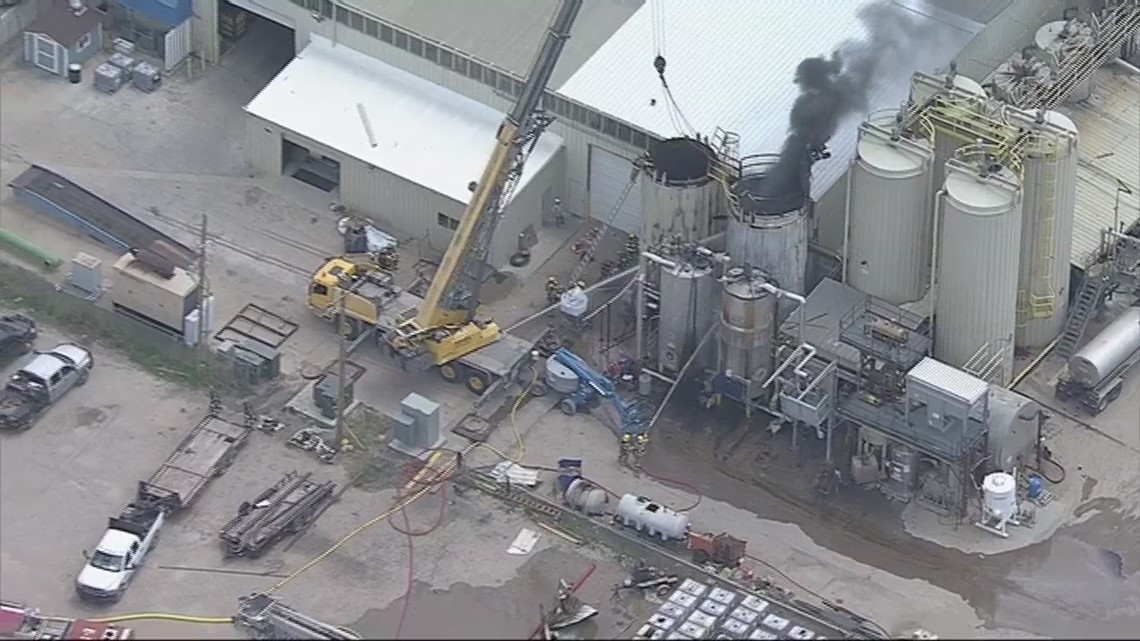 Firefighters battle blaze after explosion at U.S. Polyco plant in Ennis ...