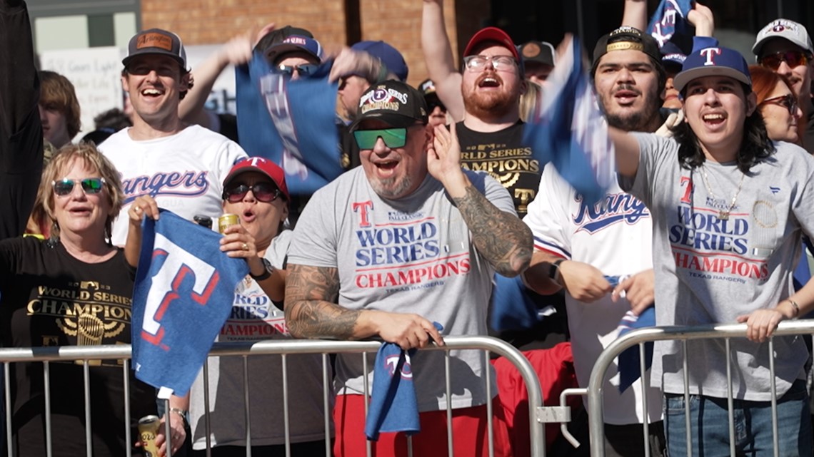 WATCH: Texas Rangers fans celebrate during 2023 World Series championship parade in Arlington ...