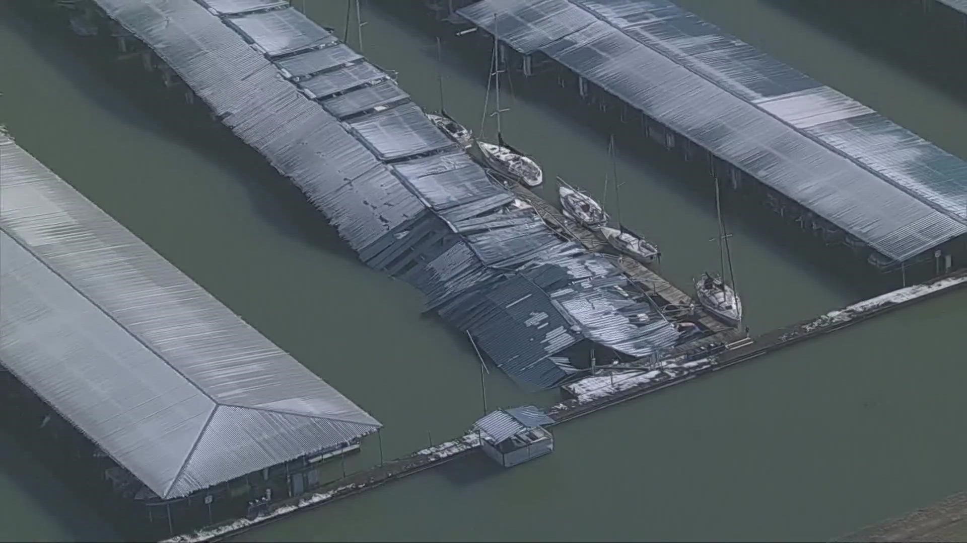 North Texas marina structure collapses, damages boats after ice storm ...