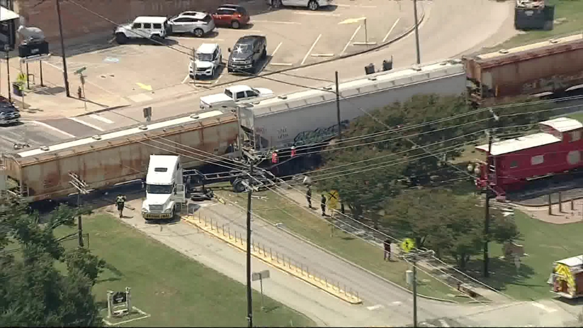 Train and 18-wheeler crash blocks Downtown Forney intersections | wfaa.com