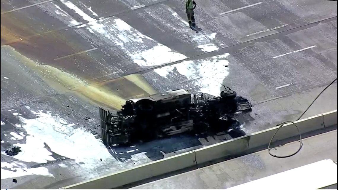 Tanker explosion shuts down northbound U.S. 75 | wfaa.com