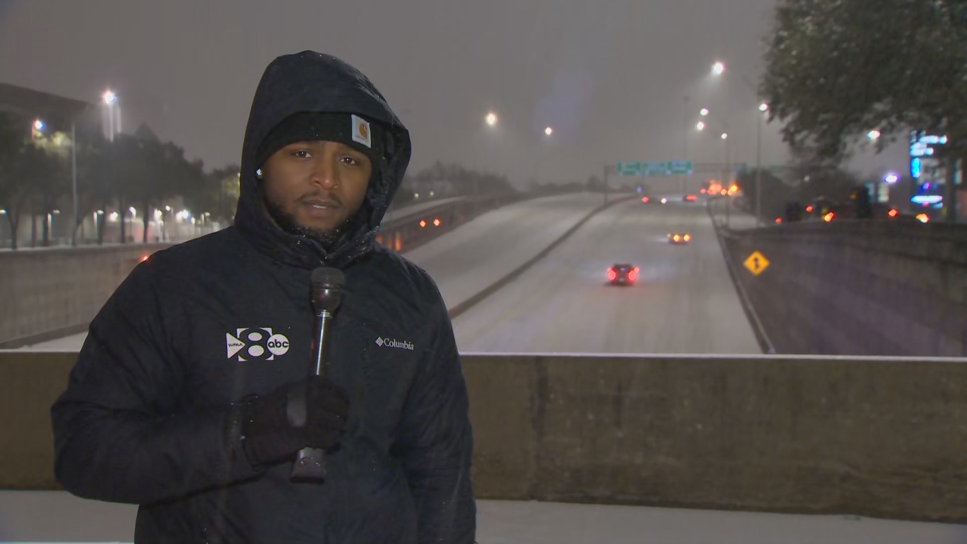 Cars backed up along Woodall Rodgers Freeway in Dallas after Mavericks ...
