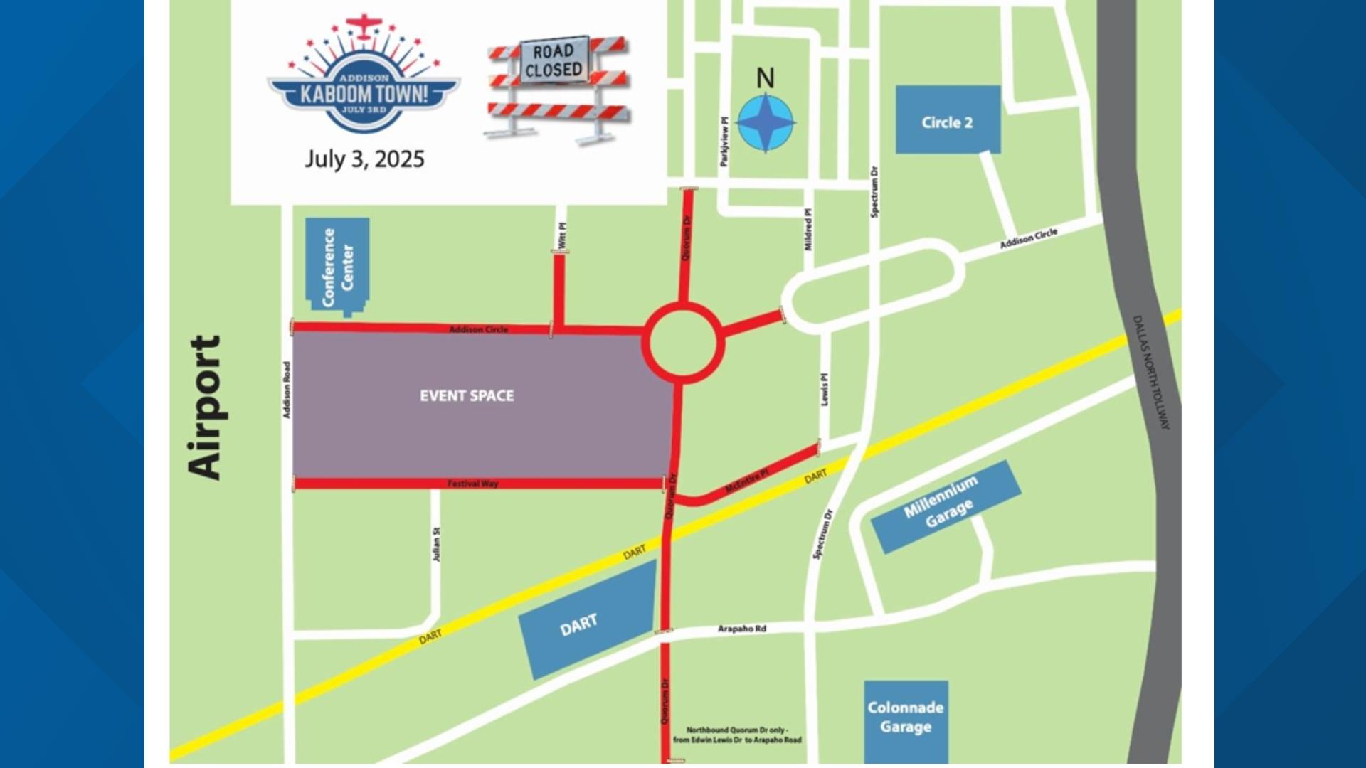 Kaboom Town! | Road closures in Addison for fireworks event | wfaa.com