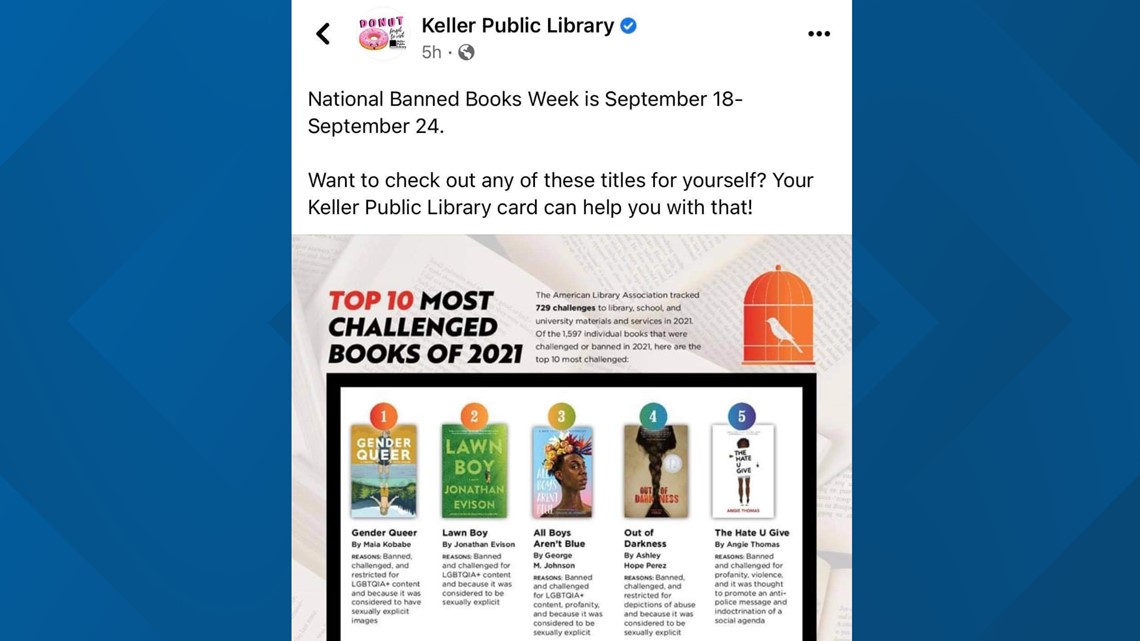 City of Keller orders Keller Public Library to remove post about Banned ...