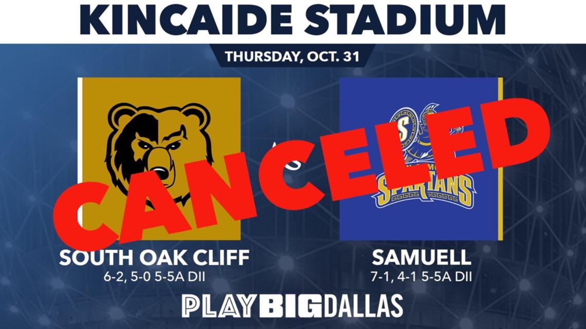 Dallas South Oak Cliff vs. Dallas Samuell football game canceled | wfaa.com