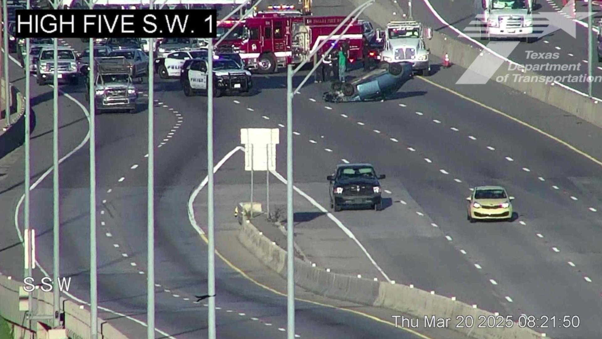 I-635 crash in Dallas, Texas: Upside down car blocks main lanes | wfaa.com