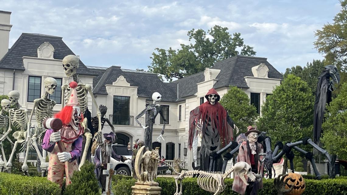 Viral Dallas Christmas mansion decorated for Halloween | wfaa.com
