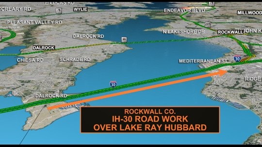Working continuing on I-30 Lake Ray Hubbard Bridge expansion | wfaa.com