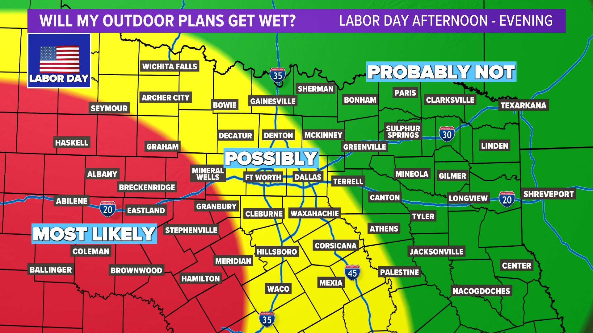 DFW RAIN TIMELINE: Latest Labor Day forecast for North Texas | wfaa.com