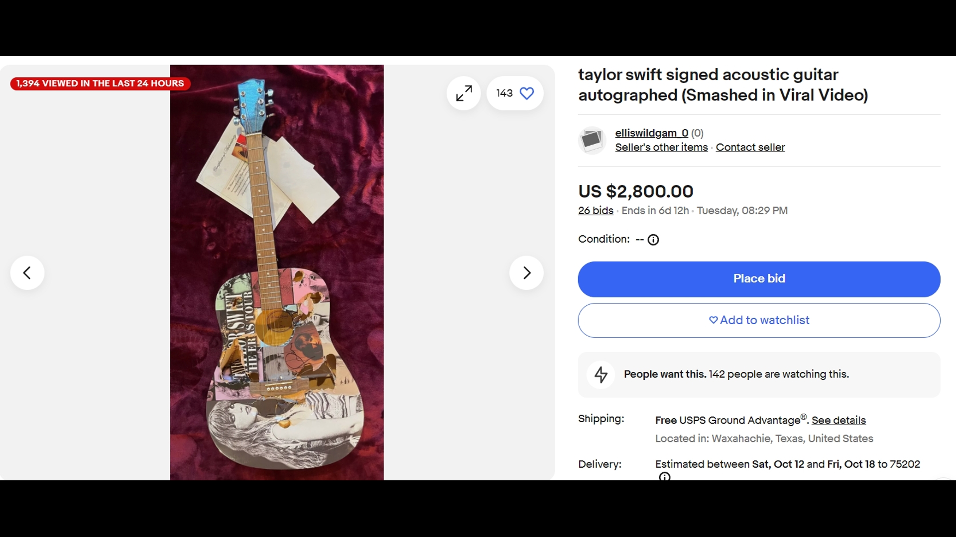 Viral Taylor Swift guitar smashing: Guitar relisted on eBay | wfaa.com