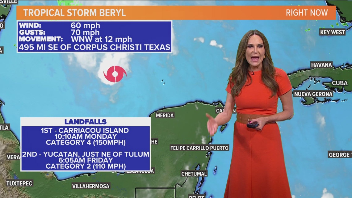 Tropical Storm Beryl update: Here's the latest timeline and track ...