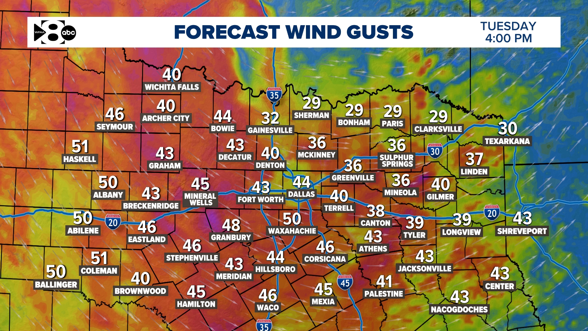 Forecast wind gusts | wfaa.com