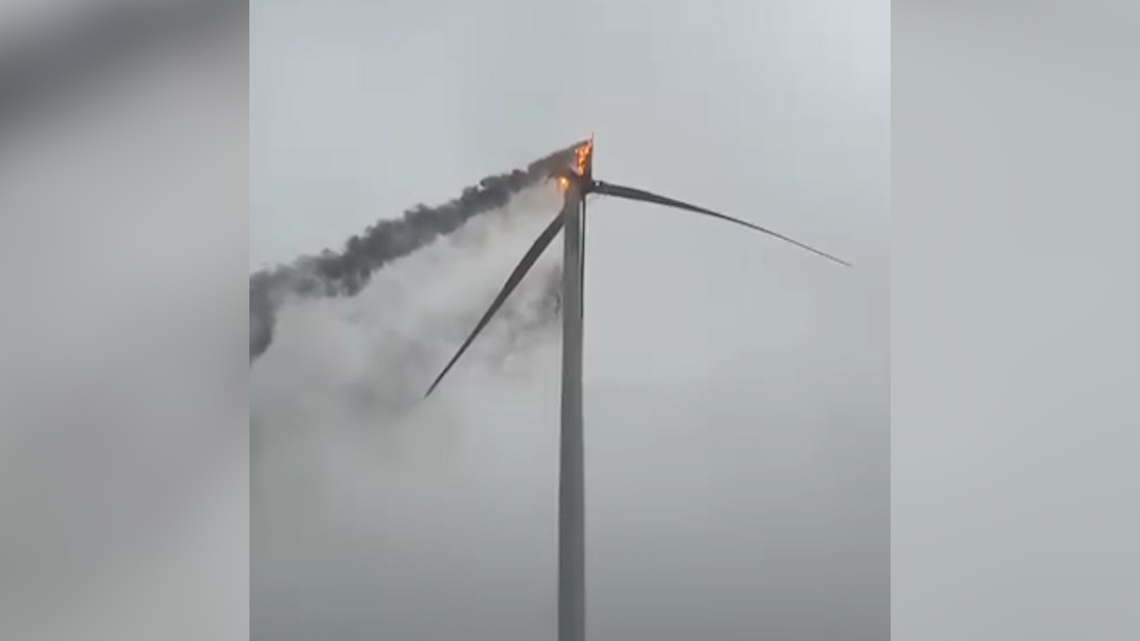 Lightning strike causes wind turbine to catch fire, officials say ...