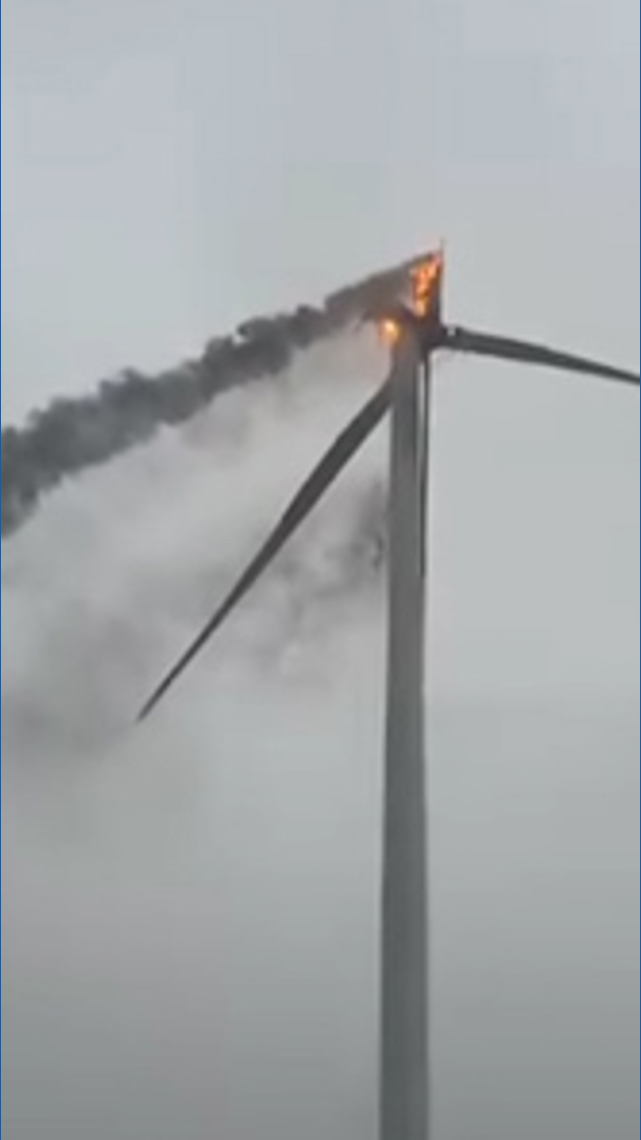 Lightning strike causes wind turbine to catch fire, officials say ...