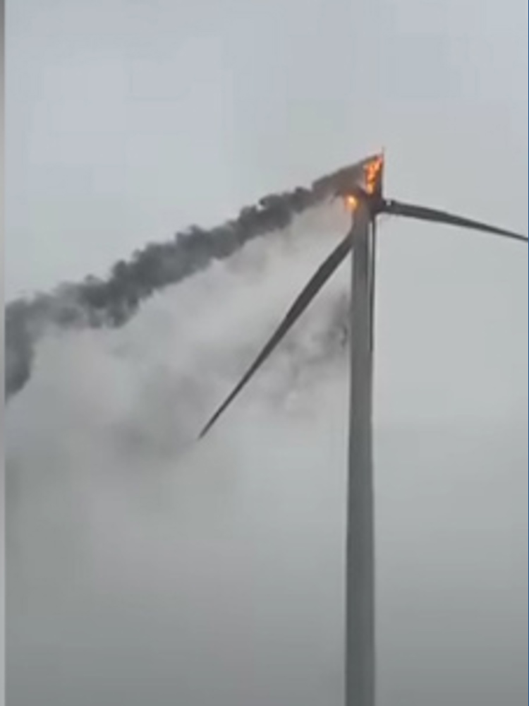 Lightning strike causes wind turbine to catch fire, officials say ...