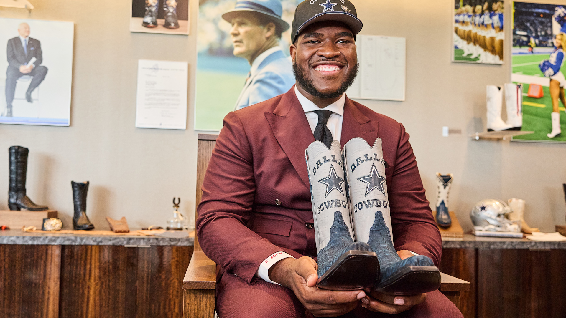 Dallas Cowboys draft pick Tyler Booker welcomed with custom Lucchese ...